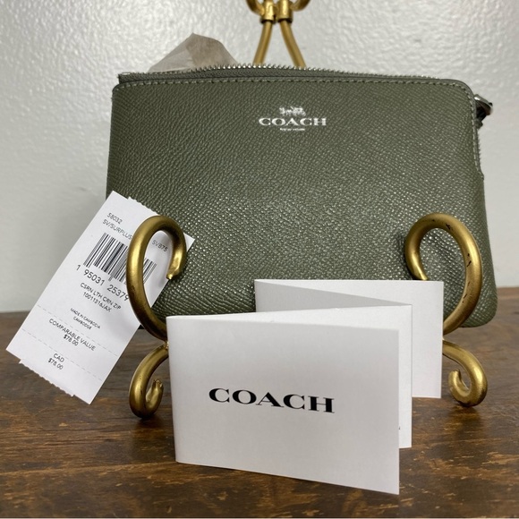 Coach | Bags | Coach Olive Green Cross Grain Leather Wristlet | Poshmark